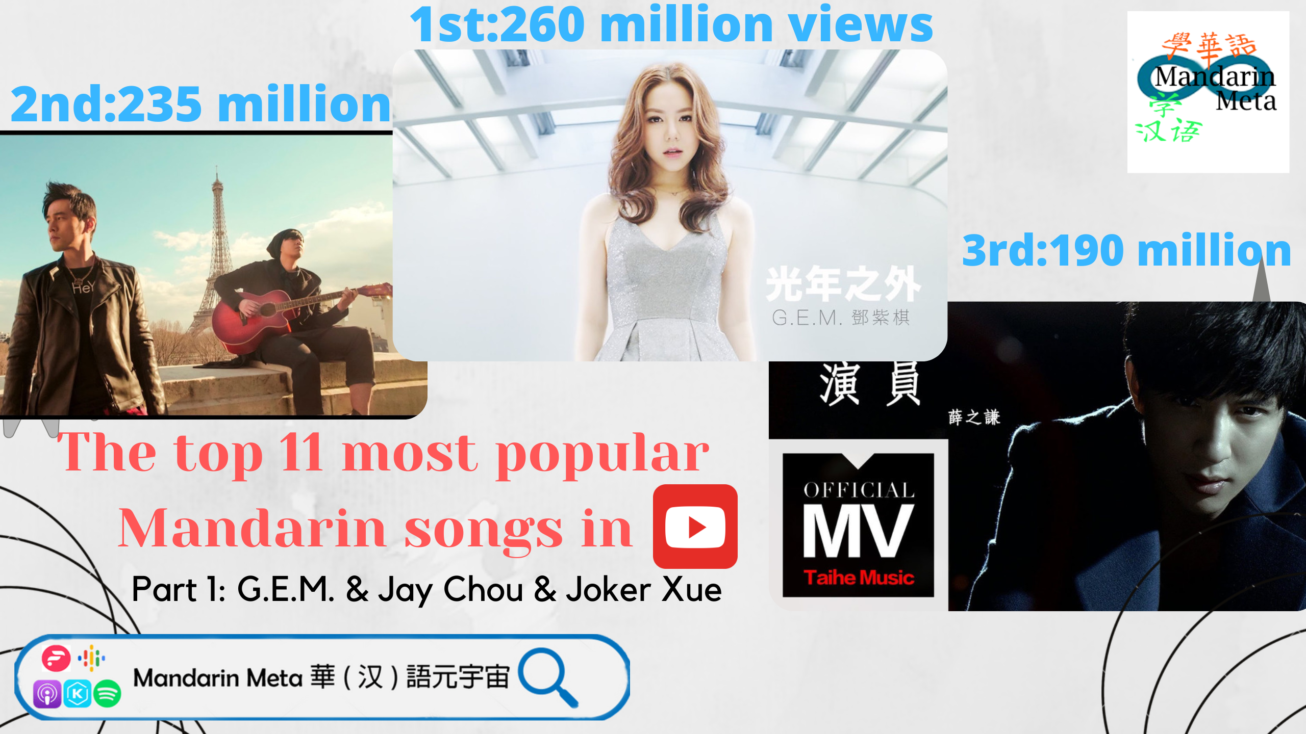 The top 11 most popular Mandarin songs that have the most views in YT ...